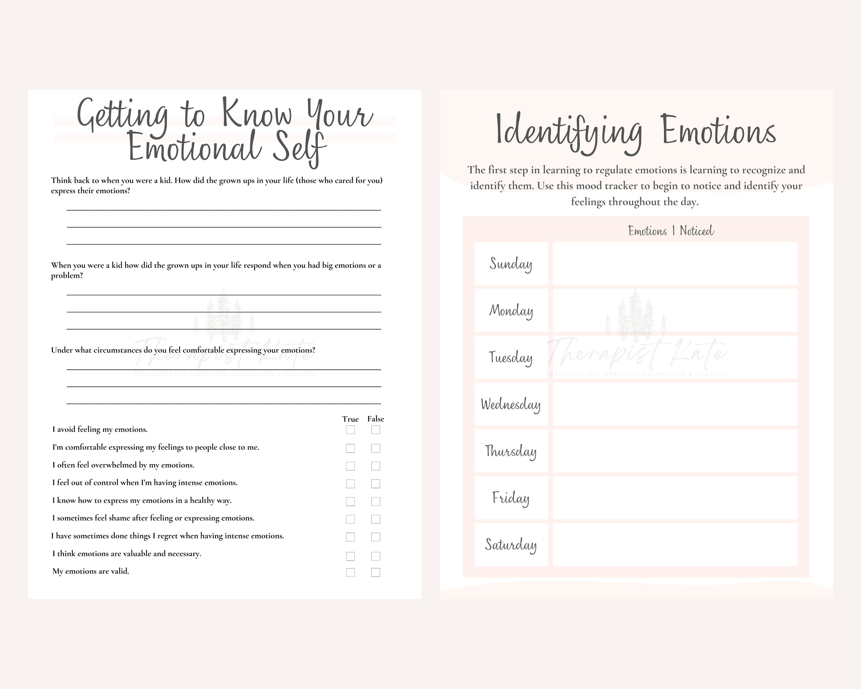 Emotional Awareness Worksheets Self Awareness Shadow Work - Etsy