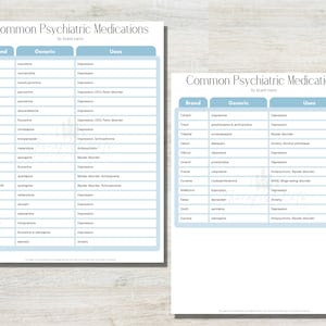 Psychiatric Medications Quick Reference Guide for Therapists (PDF) - Etsy