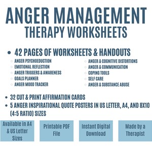 Anger Management Therapy Worksheets for Counselors, Social Workers ...