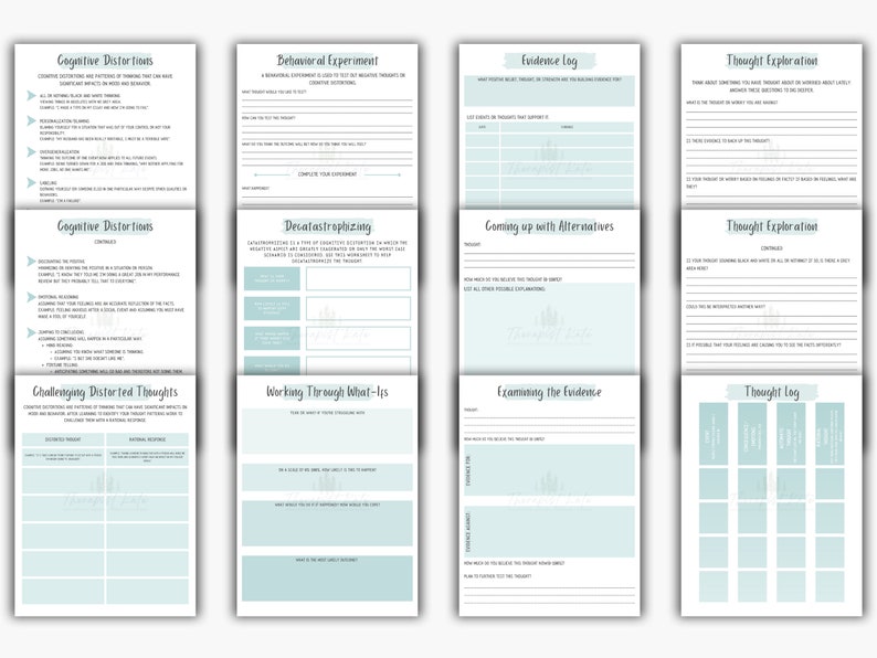 Cognitive Distortions Worksheets, CBT Worksheets, Therapy Worksheets ...