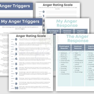 Anger Management Therapy Worksheets for Counselors, Social Workers ...