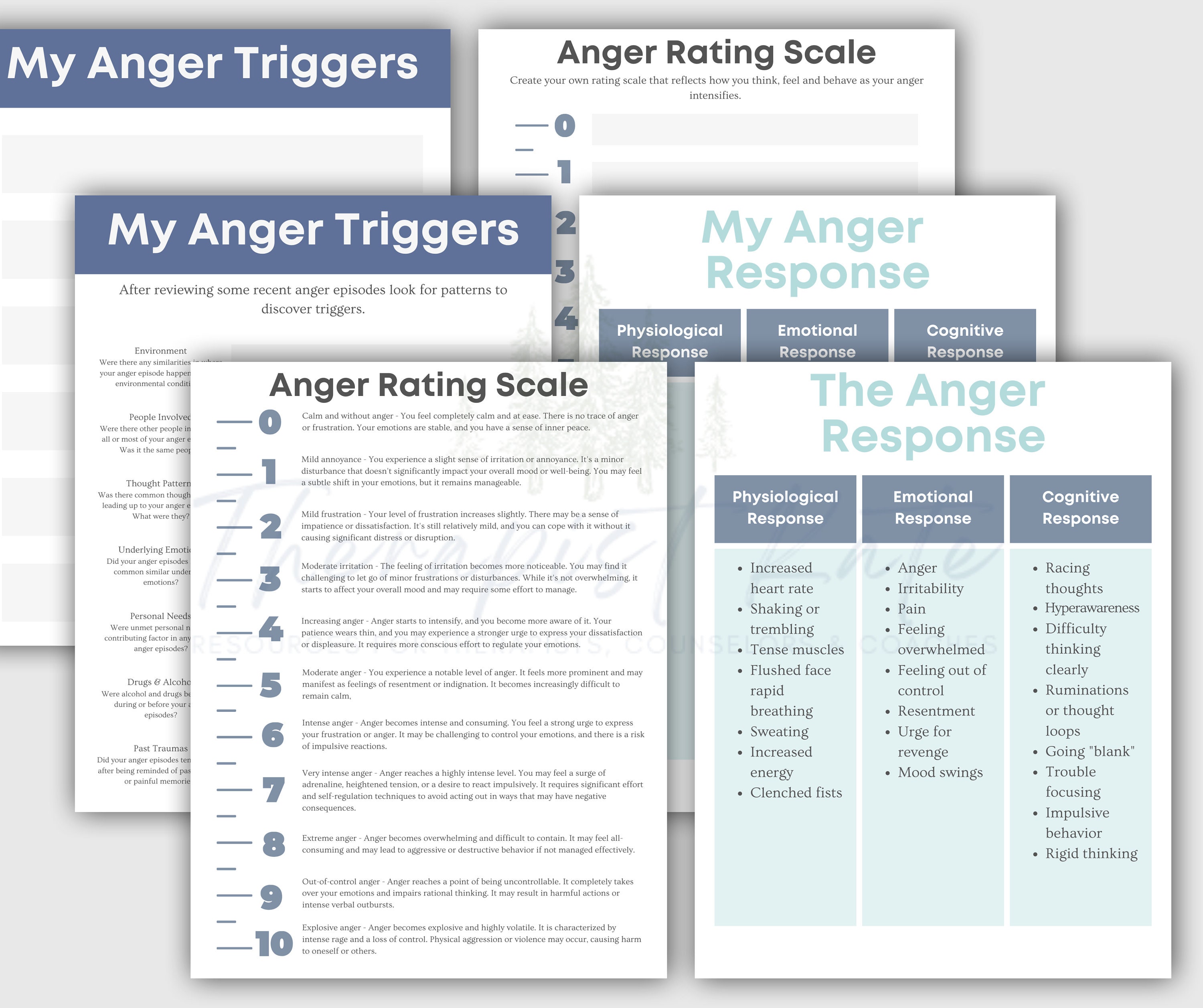 Anger Management Therapy Worksheets for Counselors, Social Workers ...