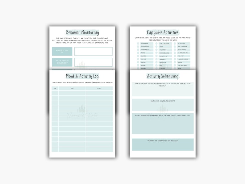 CBT Behavioral Activation Worksheets: Therapy Mood Tracker (PDF) - Etsy