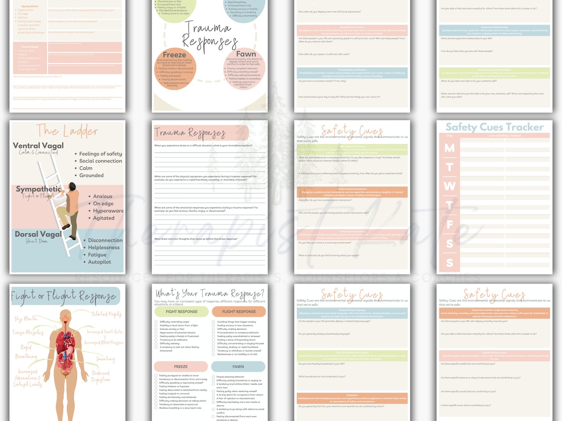 Nervous System & Emotional Regulation Worksheets: Trauma, Anxiety (PDF ...