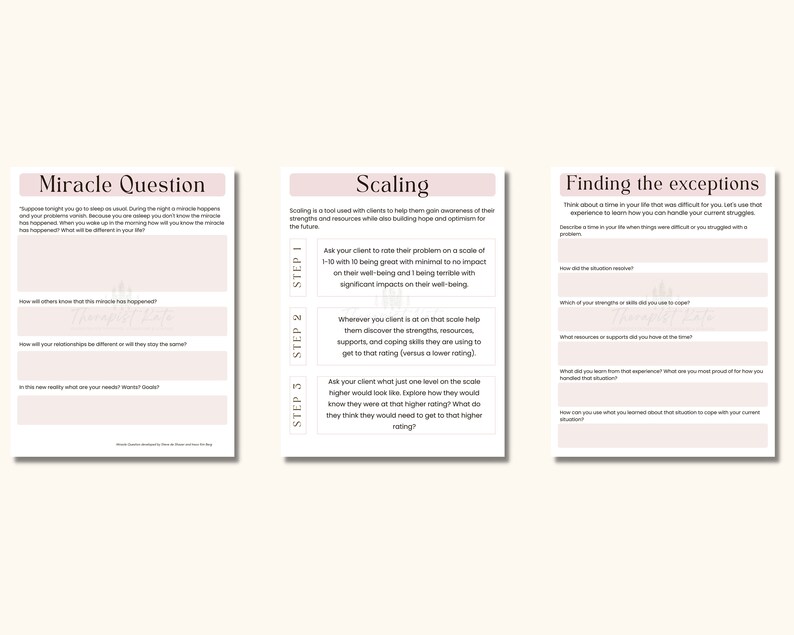 Solution Focused Therapy Worksheets Therapy Worksheets Mood - Etsy