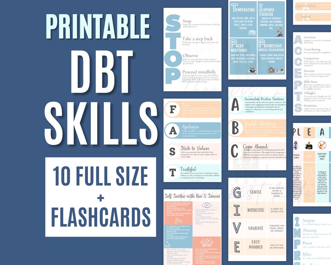 DBT Skills Handouts: Therapy Worksheets & Flashcards (PDF) - Etsy