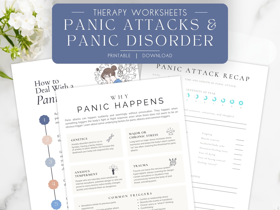 Panic Attacks & Panic Disorder Printable Therapy Worksheets - Etsy