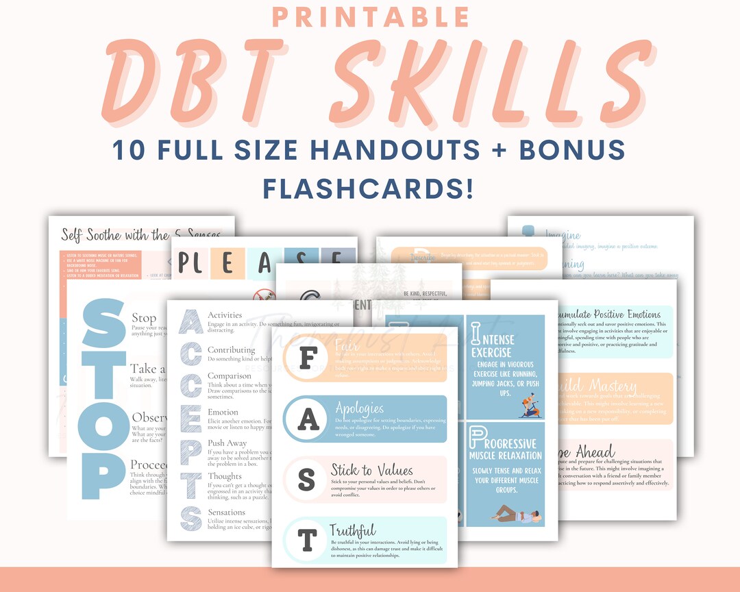 DBT Skills Therapy Worksheets DBT Worksheets School - Etsy