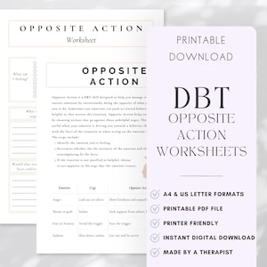 DBT Opposite Action Worksheets, Printable Dialectical Behavioral ...