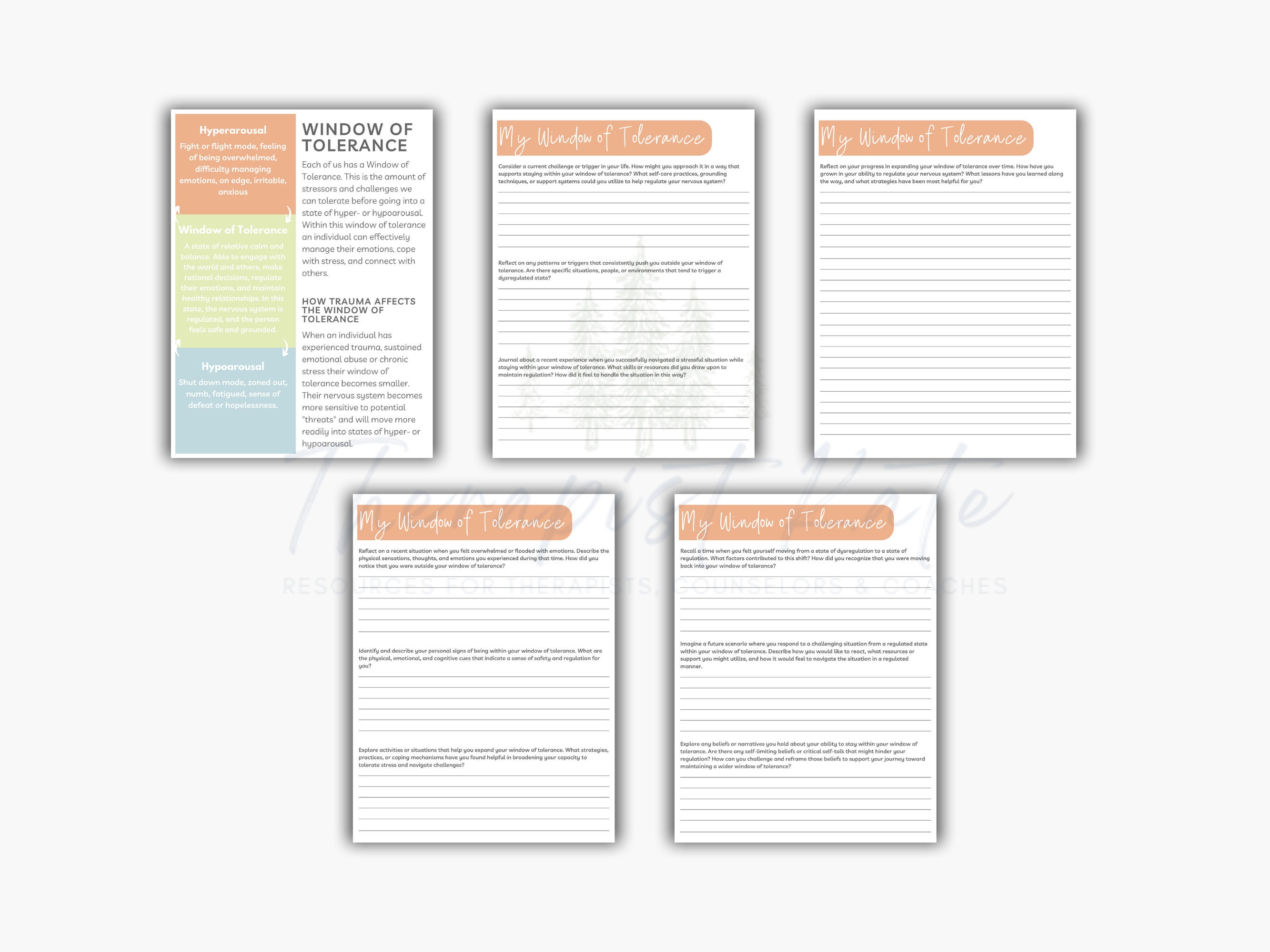 Nervous System & Emotional Regulation Worksheets: Trauma, Anxiety (PDF ...