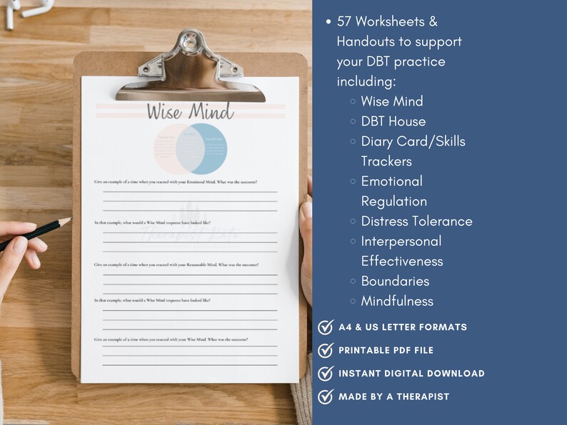 DBT Therapy Worksheet Bundle (printable PDF) - Etsy