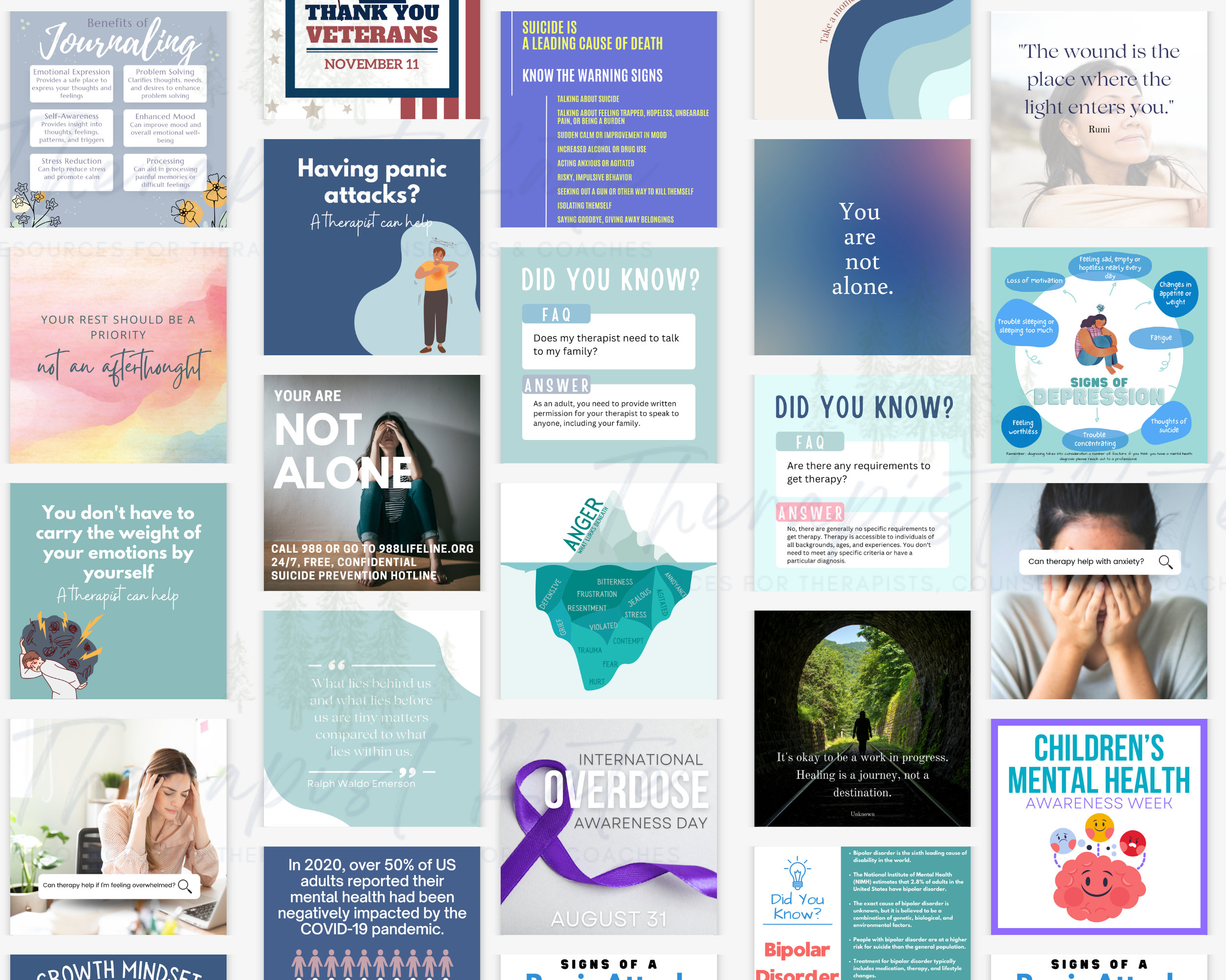 365 Therapist Social Media Graphics, Instagram Posts for Therapists ...