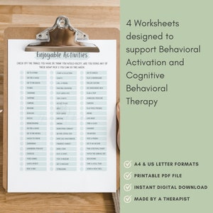 CBT Behavioral Activation Worksheets: Therapy Mood Tracker (PDF) - Etsy