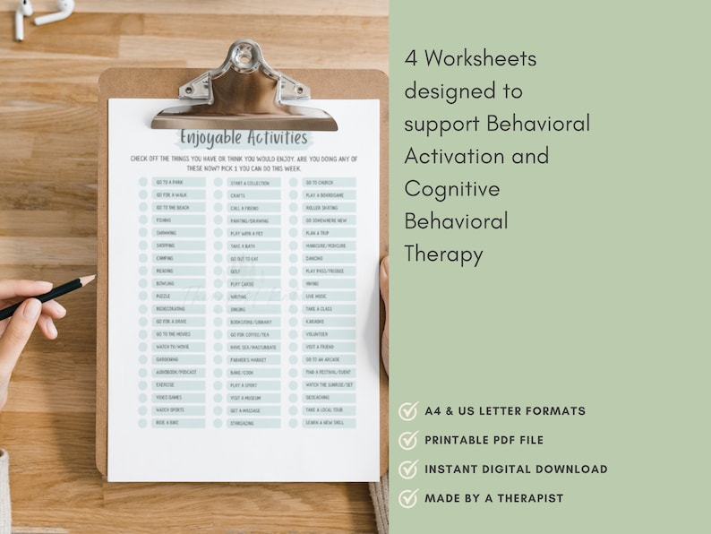 CBT Behavioral Activation Worksheets: Therapy Mood Tracker (PDF) - Etsy