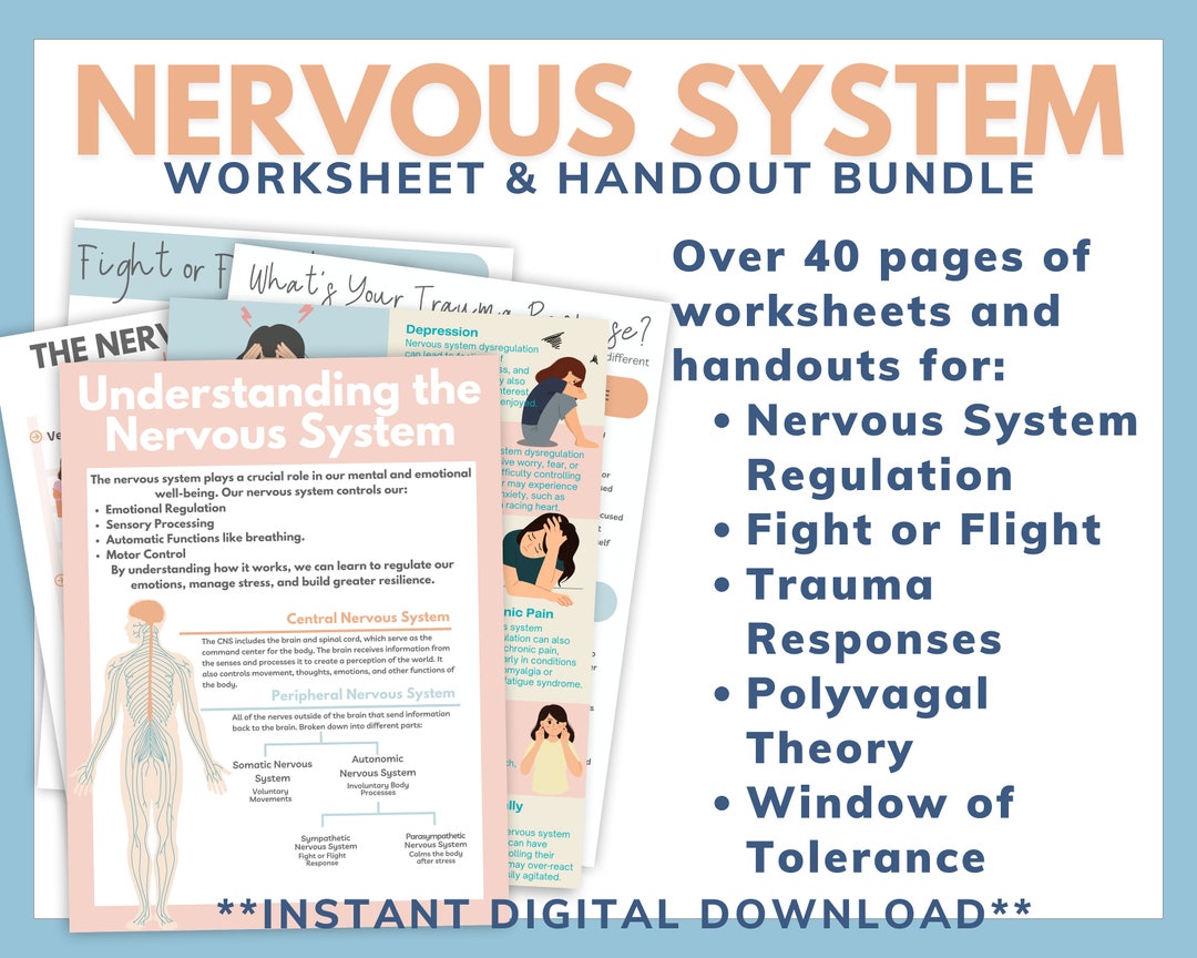 Nervous System Therapy Worksheets: Trauma, Polyvagal, Fight or Flight ...