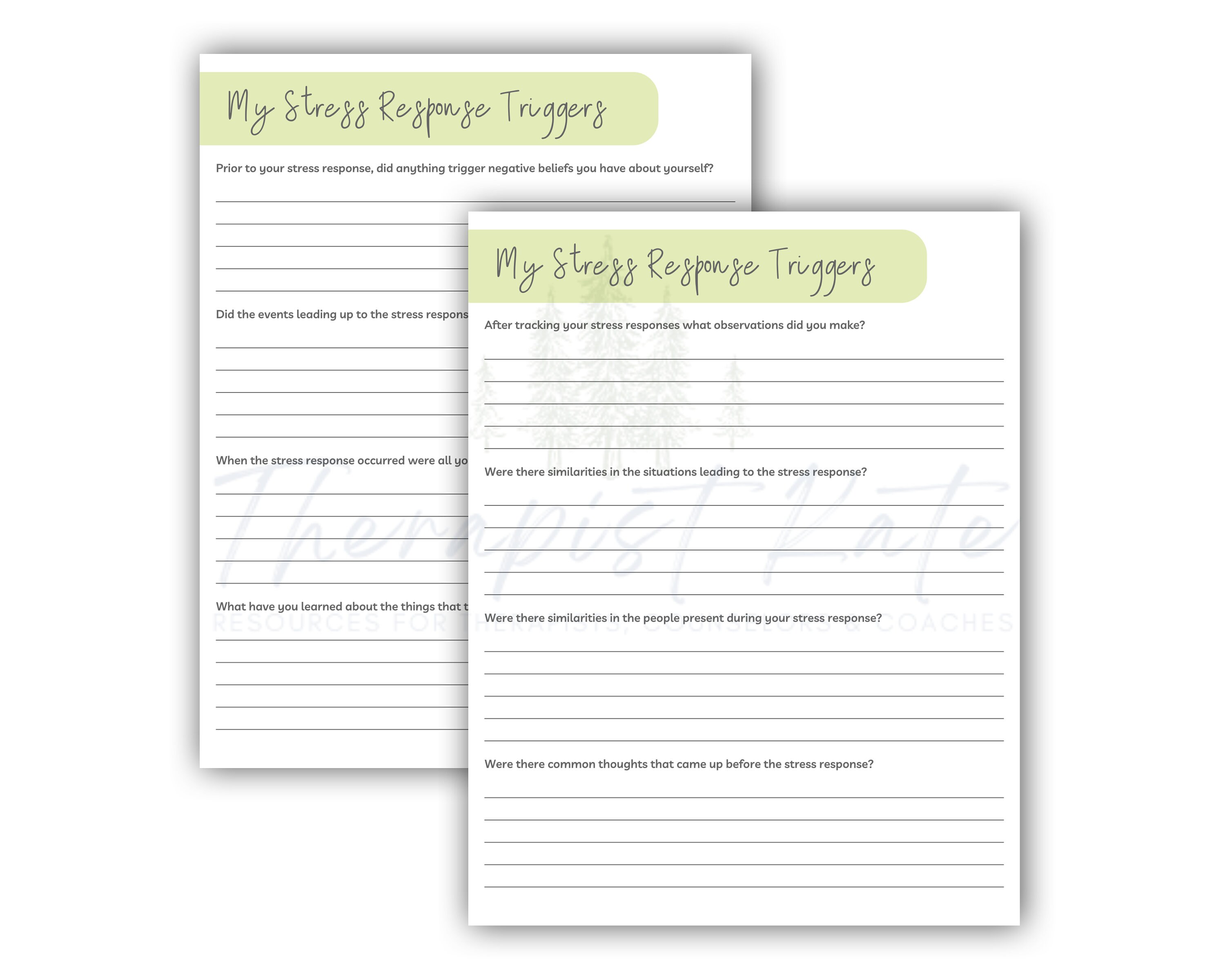Stress Response Therapy Worksheets for Therapists, Social Workers ...