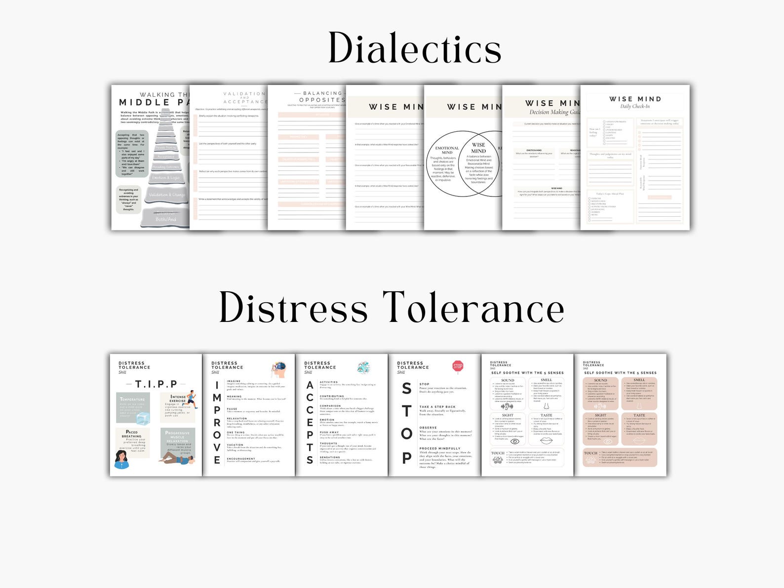 Dialectical Behavioral Therapy Worksheet Bundle, DBT Worksheets ...