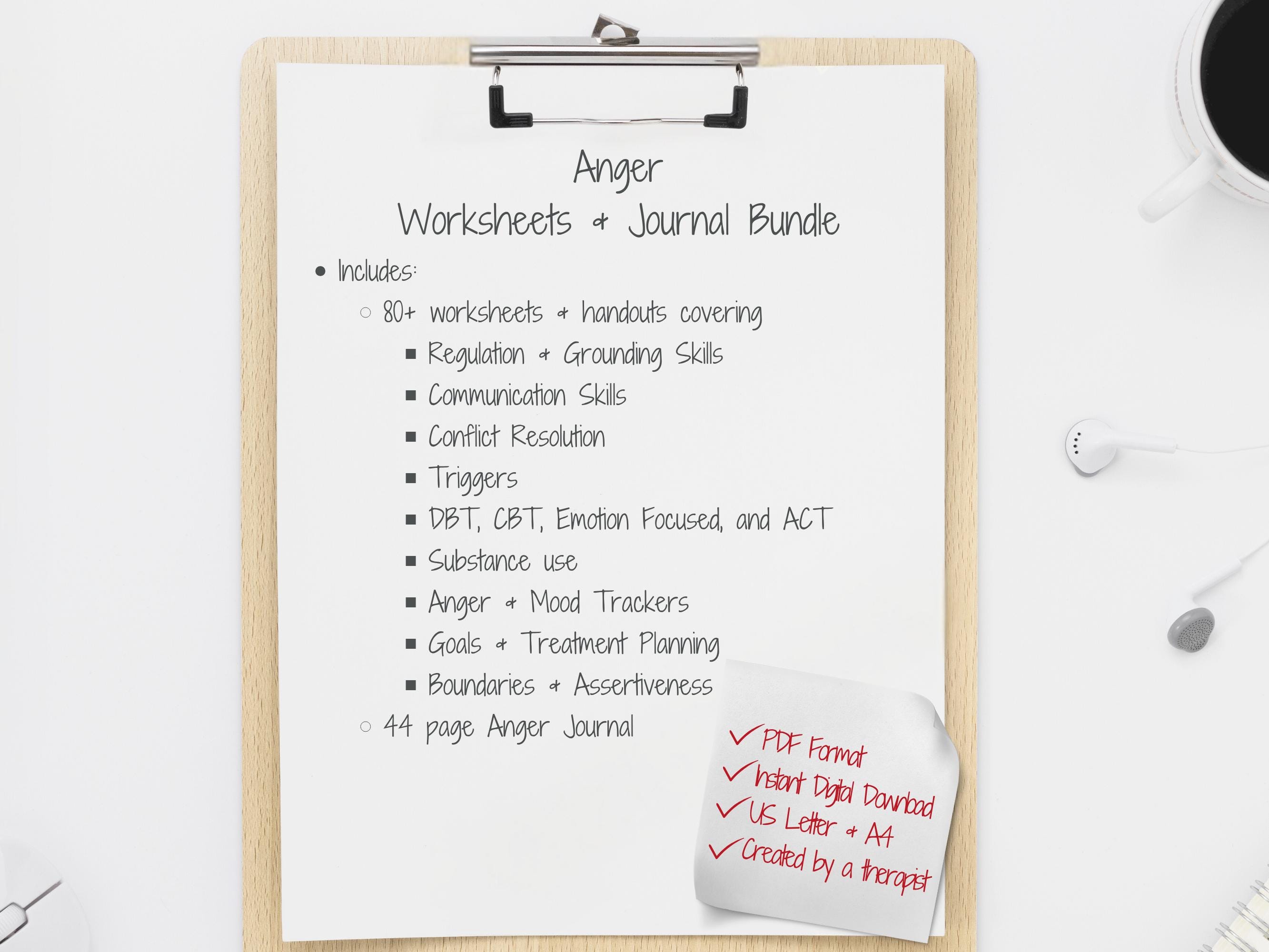 Anger Management Therapy Worksheets | Anger Worksheets | CBT Anger ...