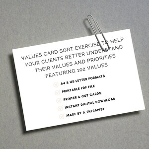 Values Card Sort, Values Clarification Exercise, Values Card Deck ...