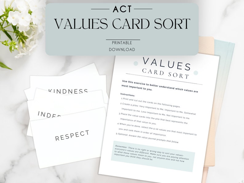 Values Card Sort, Values Clarification Exercise, Values Card Deck ...