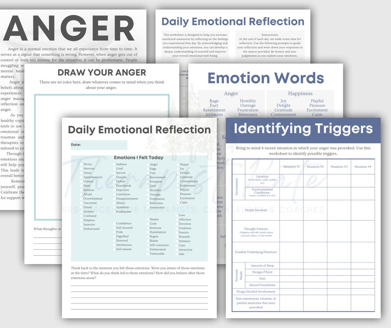 Anger Management Therapy Worksheets for Counselors, Social Workers ...
