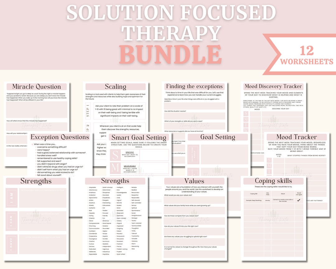 Solution Focused Therapy Worksheets Therapy Worksheets Mood - Etsy