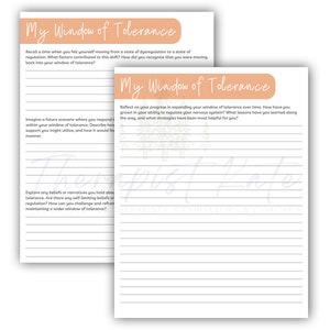 Window of Tolerance Therapy Worksheets, Emotional Regulation, Therapist ...