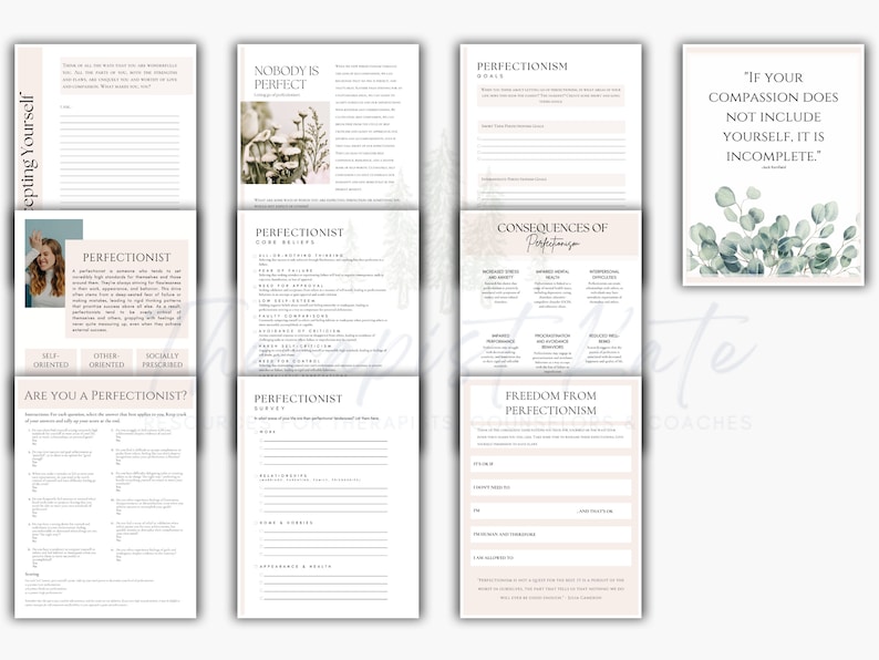 Self Compassion Worksheet Bundle: Self Esteem & Perfectionism (PDF) - Etsy