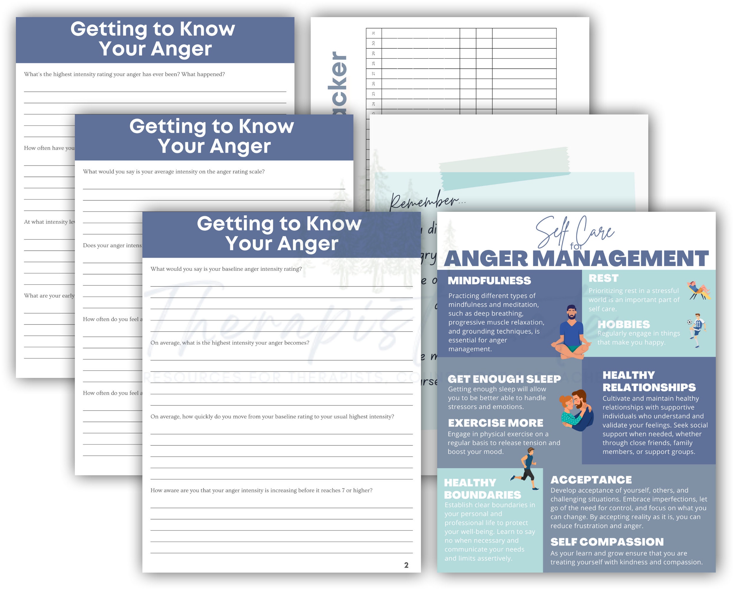Anger Management Therapy Worksheets for Counselors, Social Workers ...
