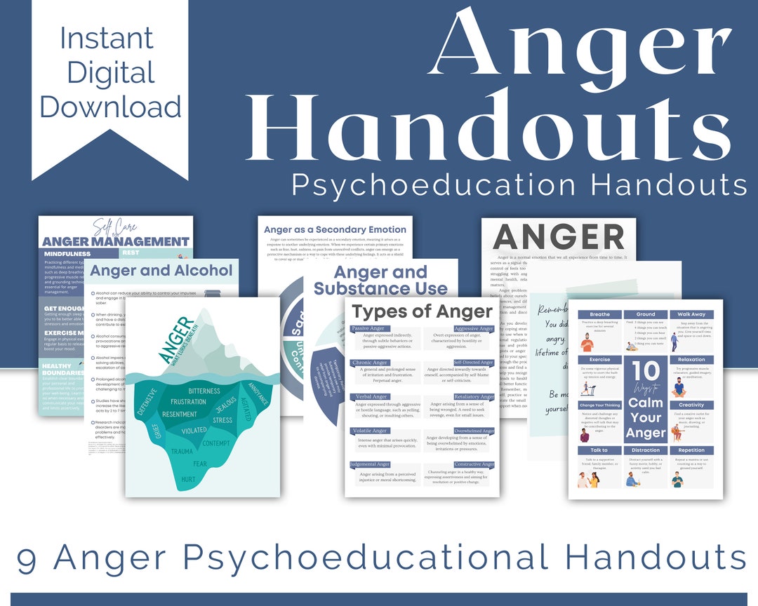 Anger Management Handouts: Therapy Worksheets (digital Download) - Etsy