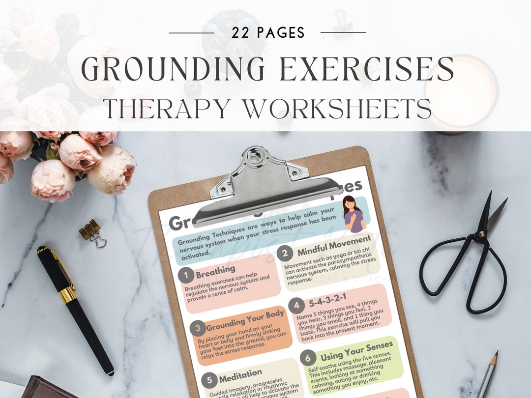 Grounding Exercises: Therapy Worksheets for Emotional Regulation (PDF ...