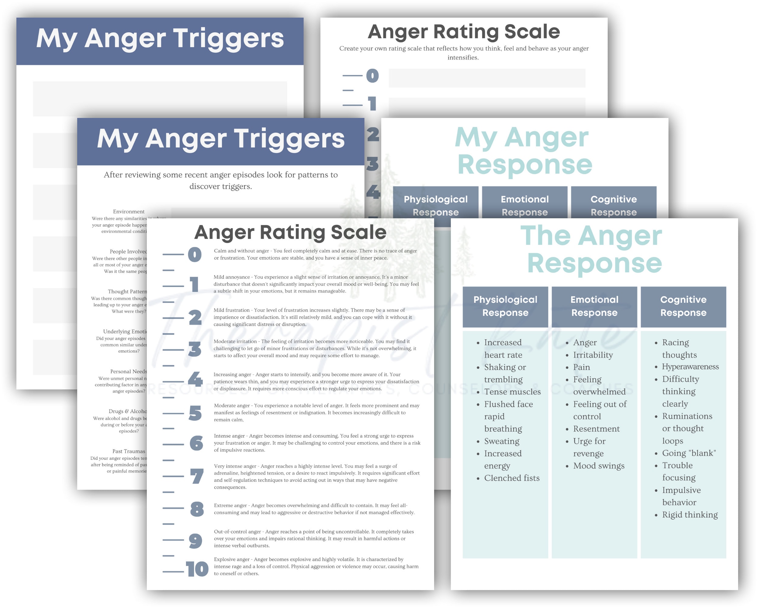 Anger Management Therapy Worksheets for Counselors, Social Workers ...
