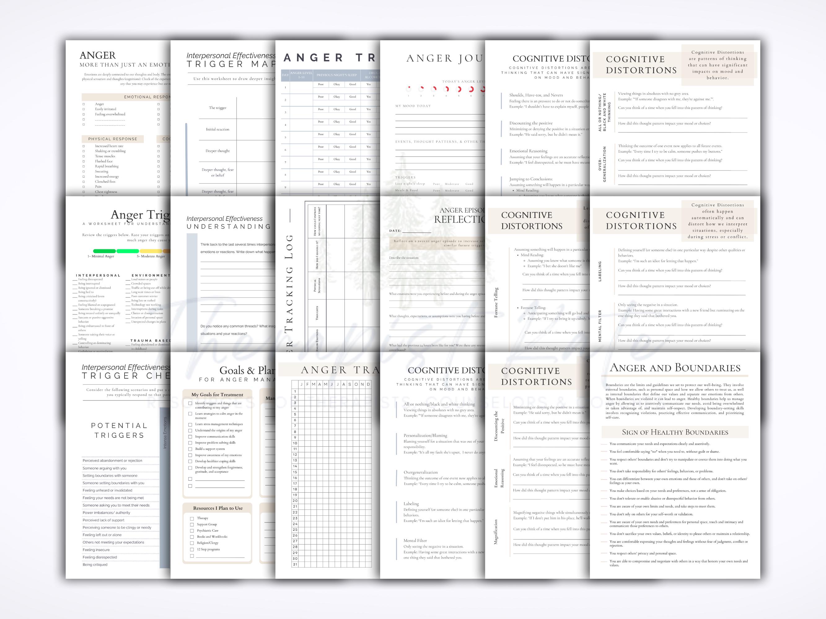Anger Management Therapy Worksheets | Anger Worksheets | CBT Anger ...