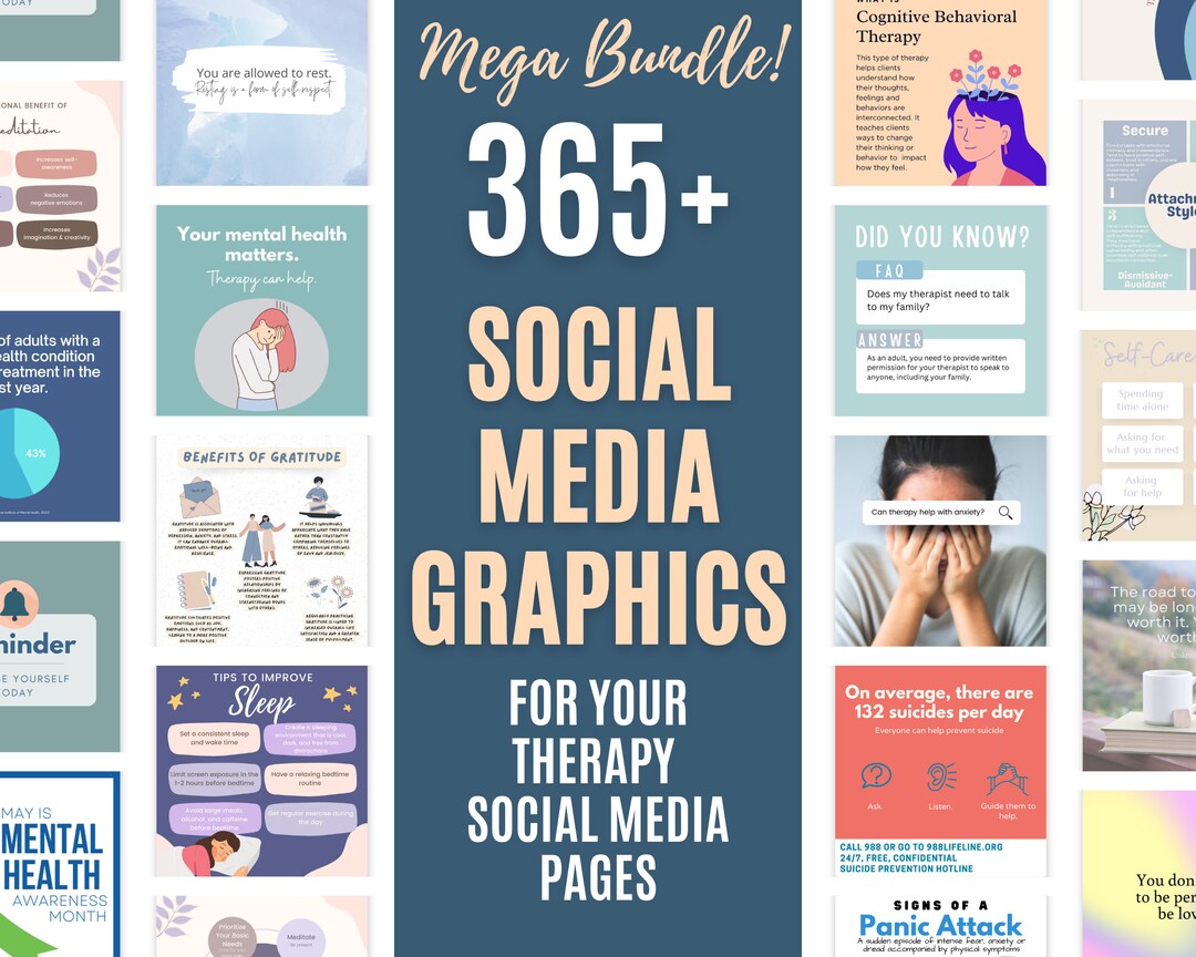 365 Therapist Social Media Graphics, Instagram Posts for Therapists ...