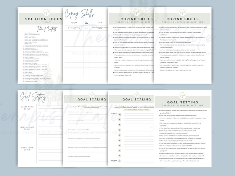 Solution Focused Therapy Worksheet Bundle, SFBT, Therapy Worksheets ...