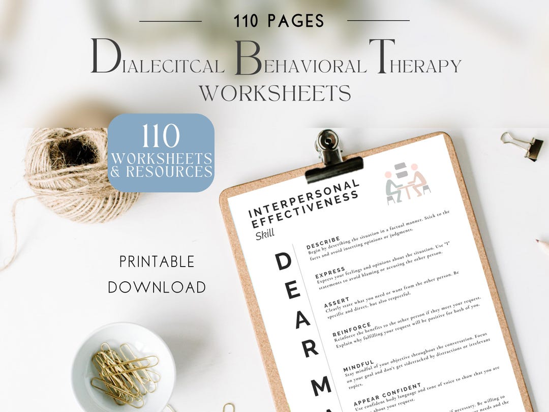 Dialectical Behavioral Therapy Worksheet Bundle, DBT Worksheets ...