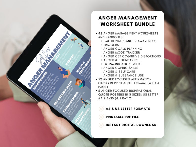 Anger Management Therapy Worksheets for Counselors, Social Workers ...