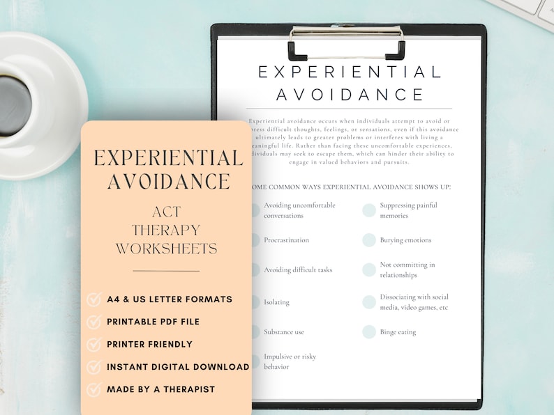 ACT Experiential Avoidance Worksheets: Printable Therapy Tools (PDF) - Etsy
