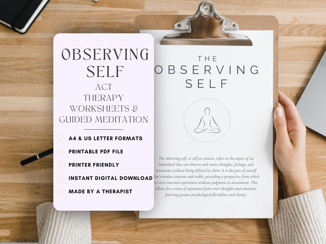 Observing Self ACT Worksheets, Self as Context, Acceptance and ...