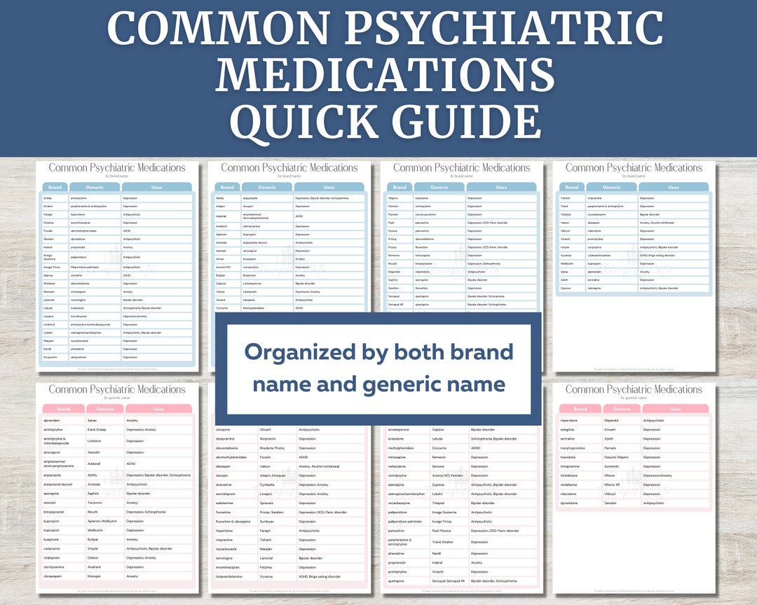 Psychiatric Medications Quick Reference Guide for Therapists (PDF) - Etsy
