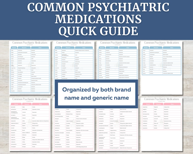Psychiatric Medications Quick Reference Guide for Therapists (PDF) - Etsy