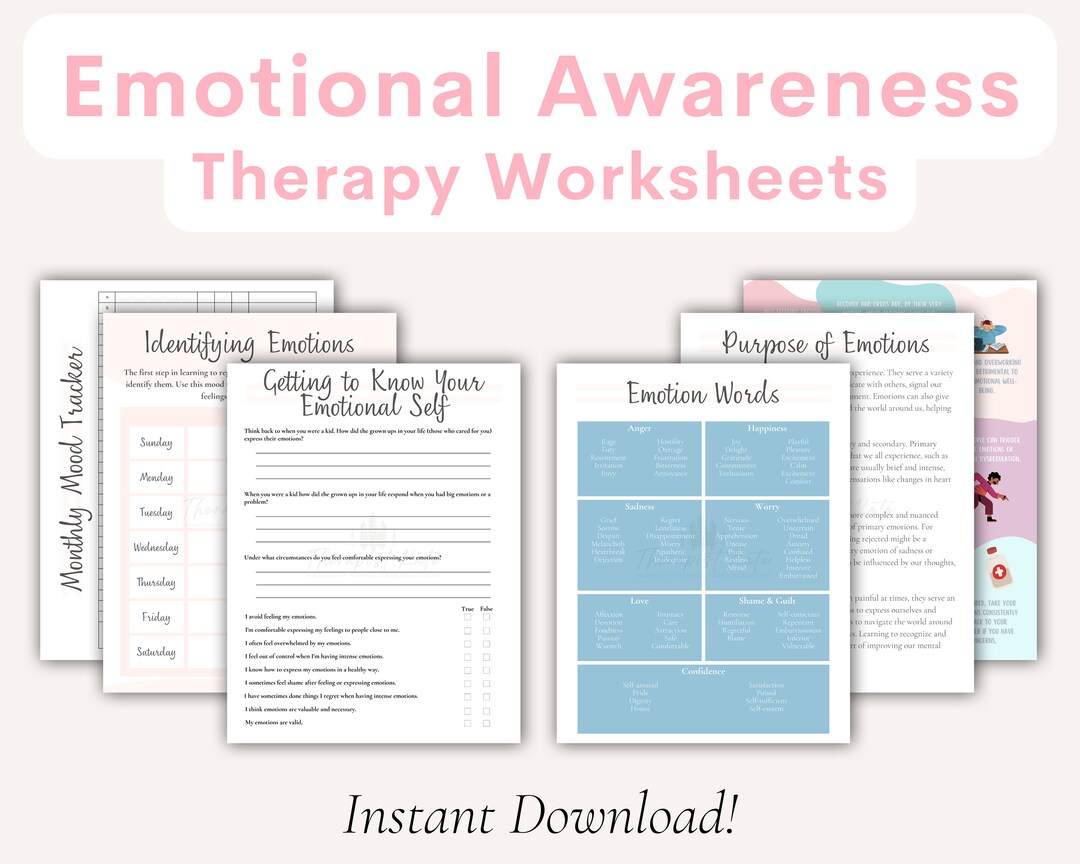 Emotional Awareness Worksheets Self Awareness Shadow Work - Etsy