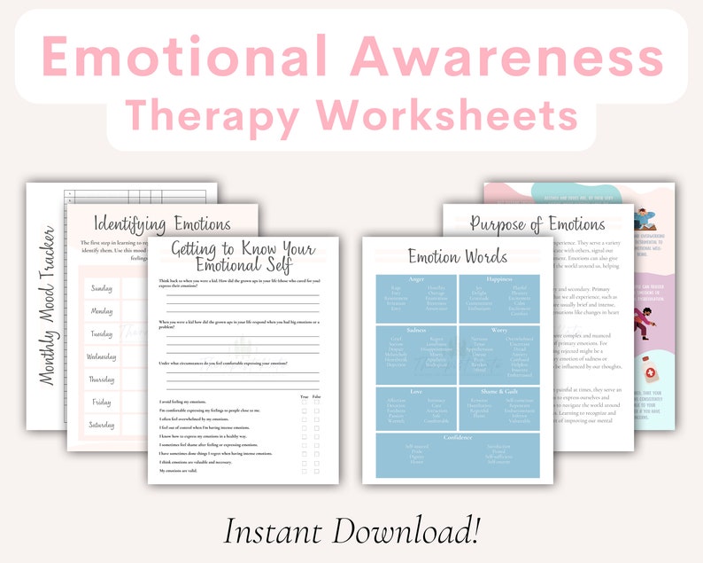 Emotional Awareness Worksheets Self Awareness Shadow Work - Etsy