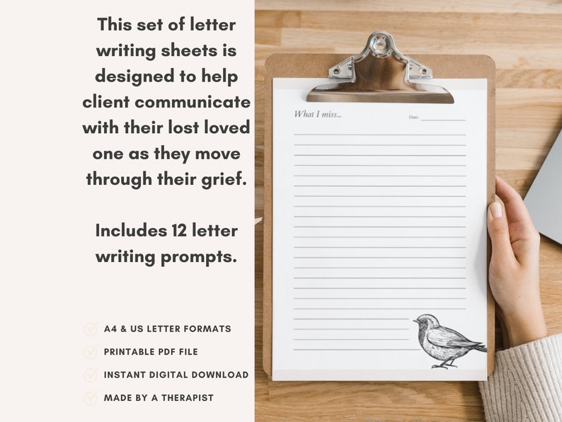 Grief Letter Writing Prompts: Grief Counseling Worksheets (digital ...