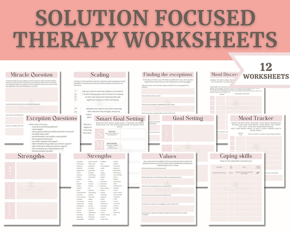 Solution Focused Therapy Worksheets, Therapy Worksheets, Mood Tracker ...