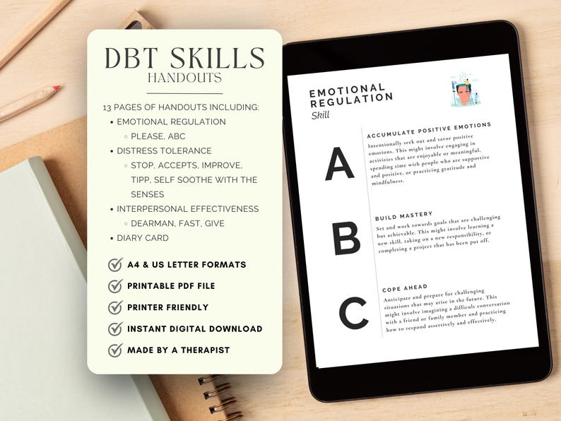 DBT Fertigkeit Handouts, DBT Arbeitsblatt Bundle, Therapie ...