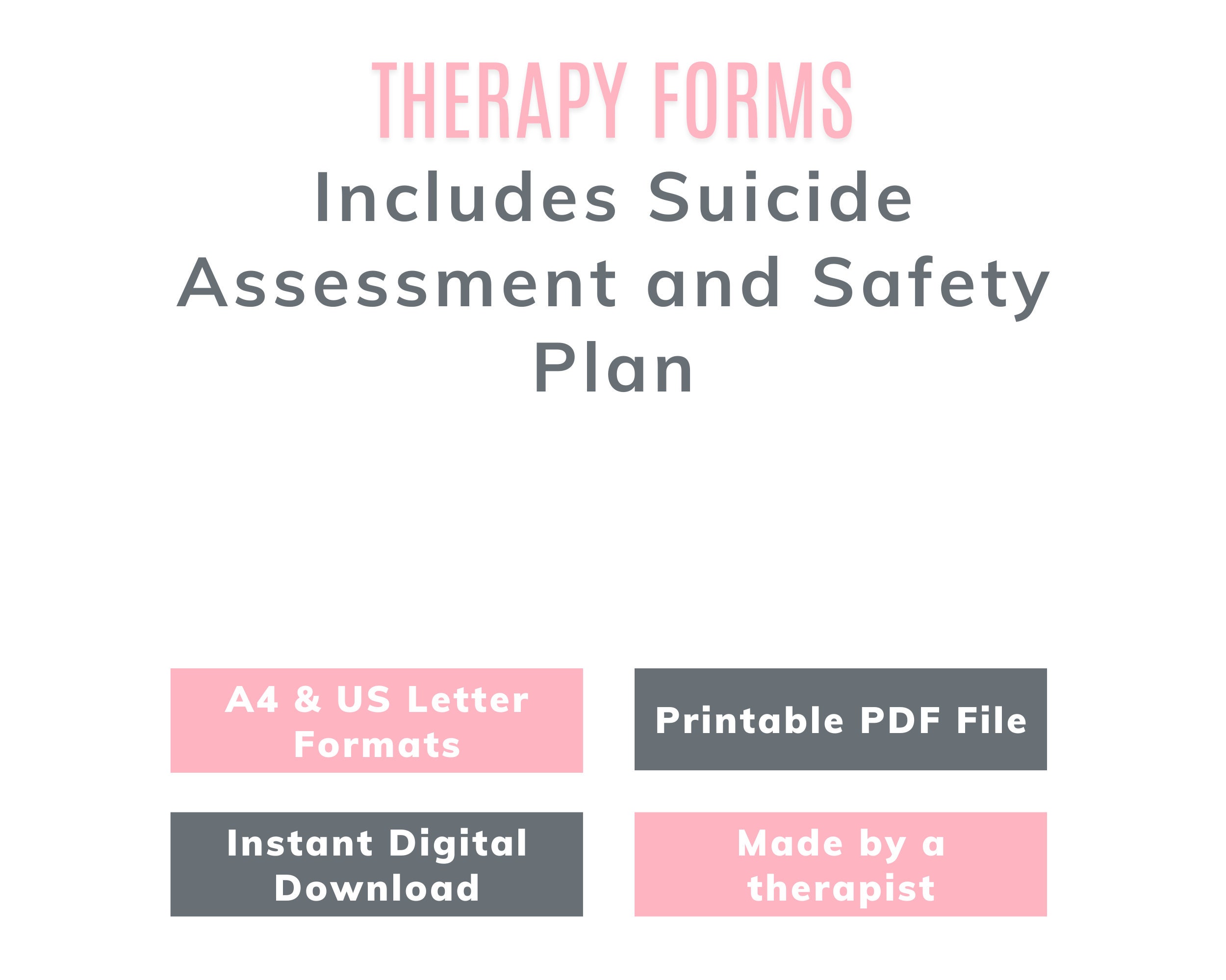 Suicide Assessment, Safety Plan, Therapy Forms, Assessments, Treatment ...