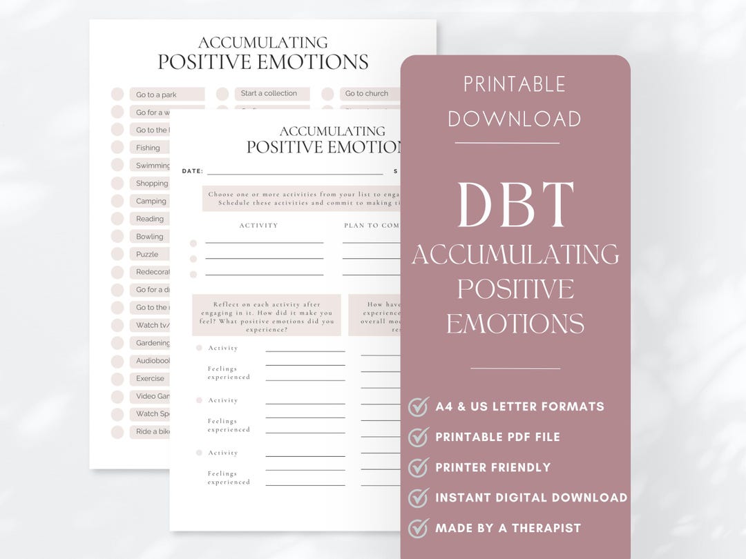 DBT Accumulate Positive Emotions Worksheets, Printable Dialectical ...