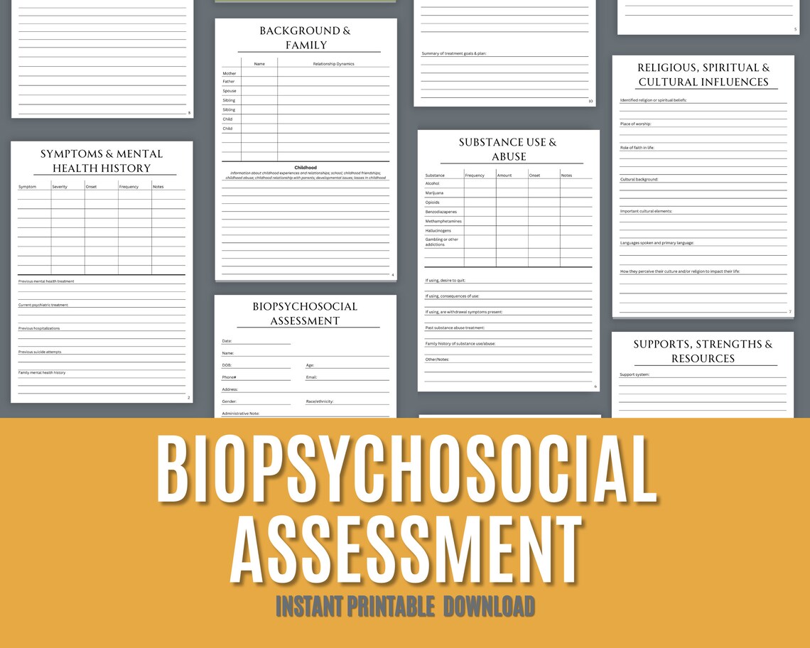 Biopsychosocial Assessment | Therapist Resources (PDF Download) - Etsy