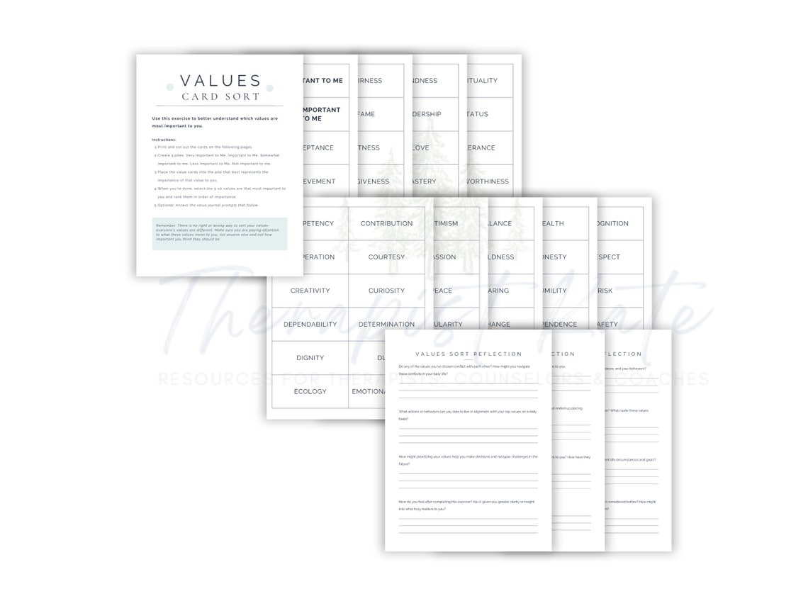Values Card Sort, Values Clarification Exercise, Values Card Deck ...